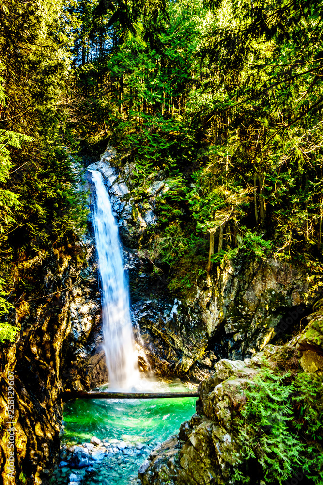 The turquoise waters of Cascade Falls in Cascade Falls Regional Park ...