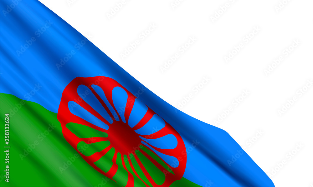Background with realistic Romani flag on white background. Vector ...