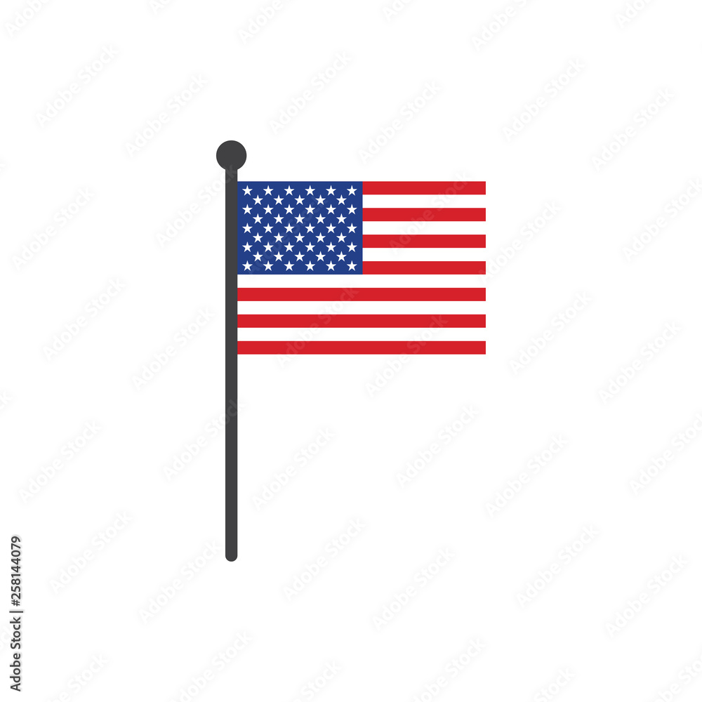 USA flag with pole icon vector isolated on white background Stock ...