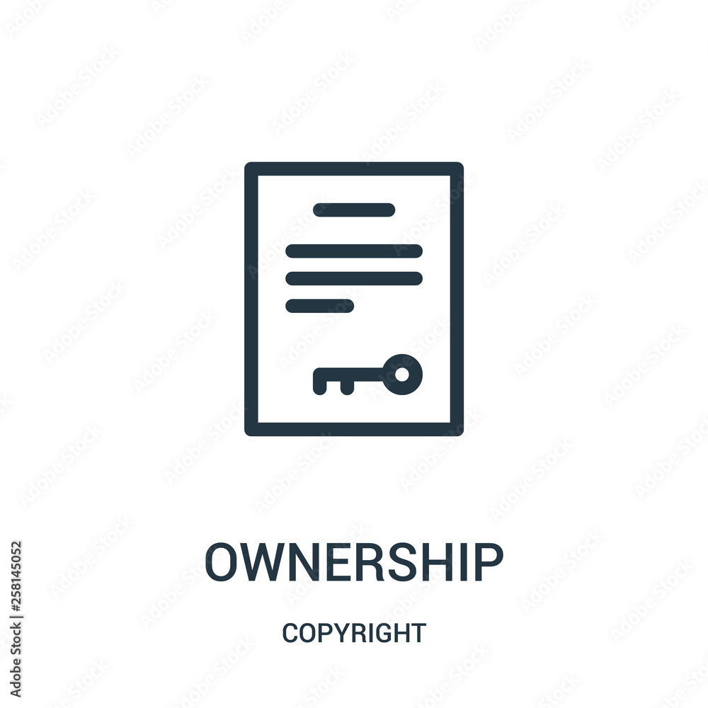 ownership icon vector from copyright collection. Thin line ownership ...