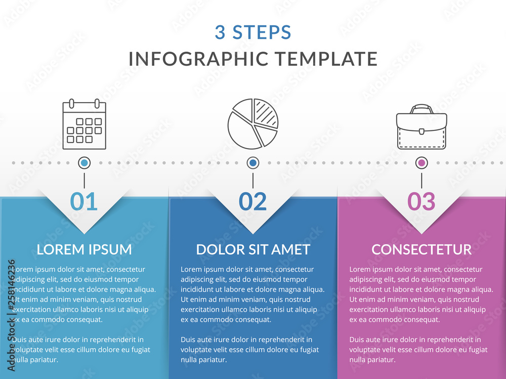 Infographic Template with 3 Steps Stock Vector | Adobe Stock
