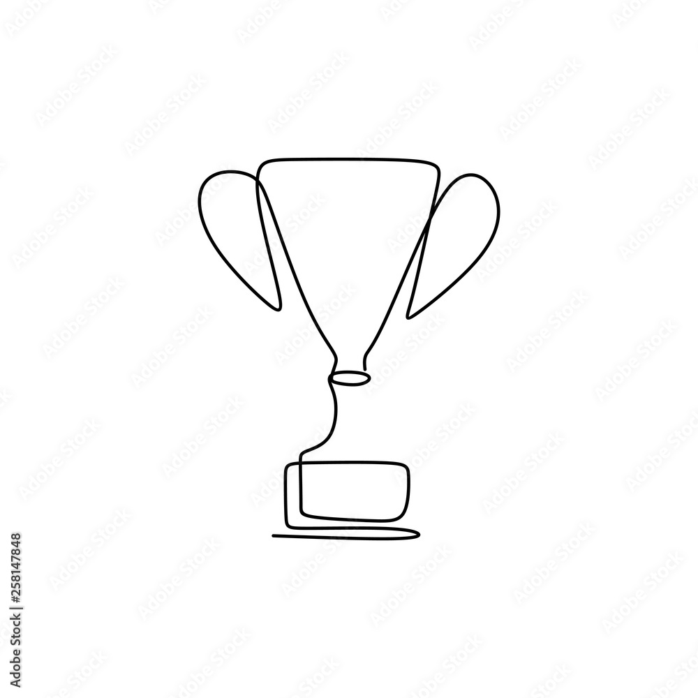 drawing a continuous line of award trophies for the champions. Stock ...