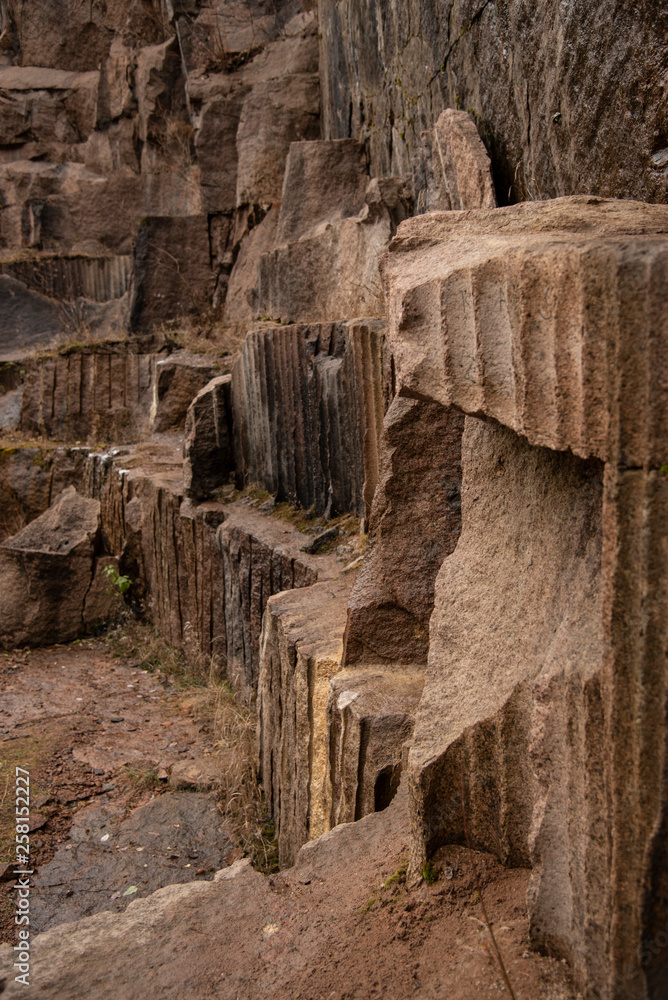 Nature Landscape, Siberian nature, Stolby resort, stone wall, black and ...