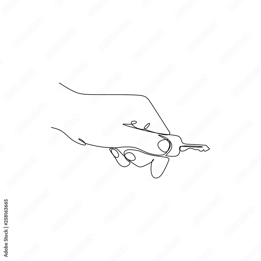 continuous line drawing of a hand and a key. Stock Vector | Adobe Stock