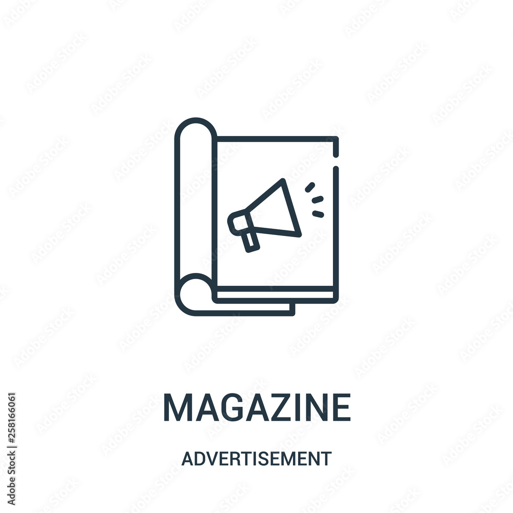 magazine icon vector from advertisement collection. Thin line magazine ...