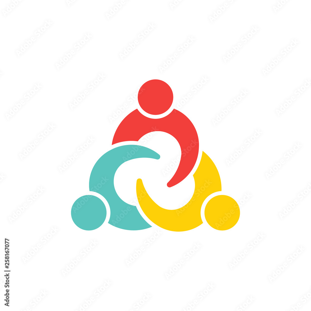 Teamwork connection three people. Logo Illustration Stock Vector ...