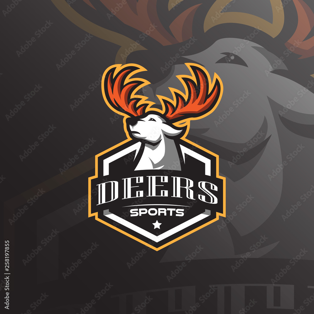 deer mascot logo design vector with modern illustration concept style ...