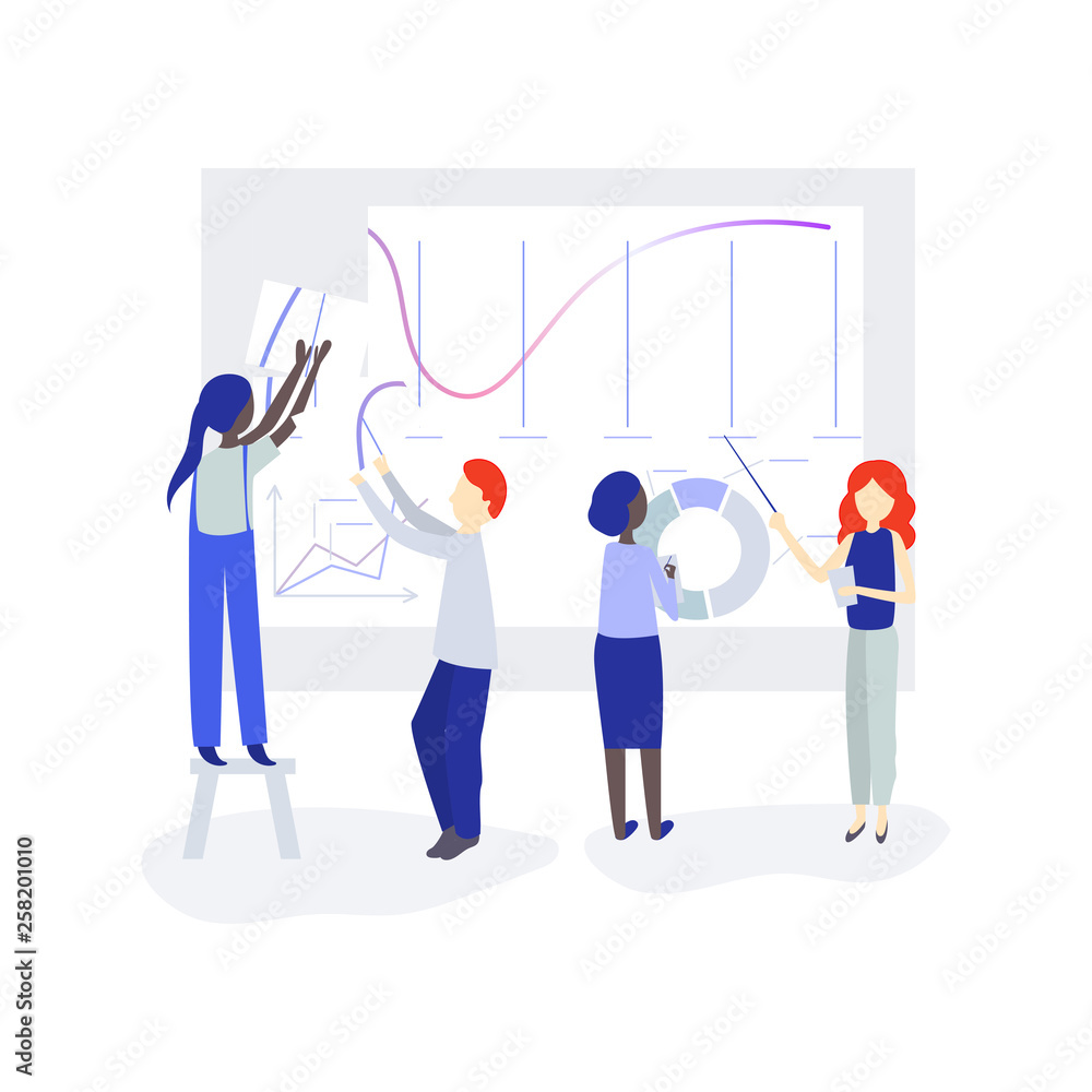 People work together as a team. Person teaching or training new ...