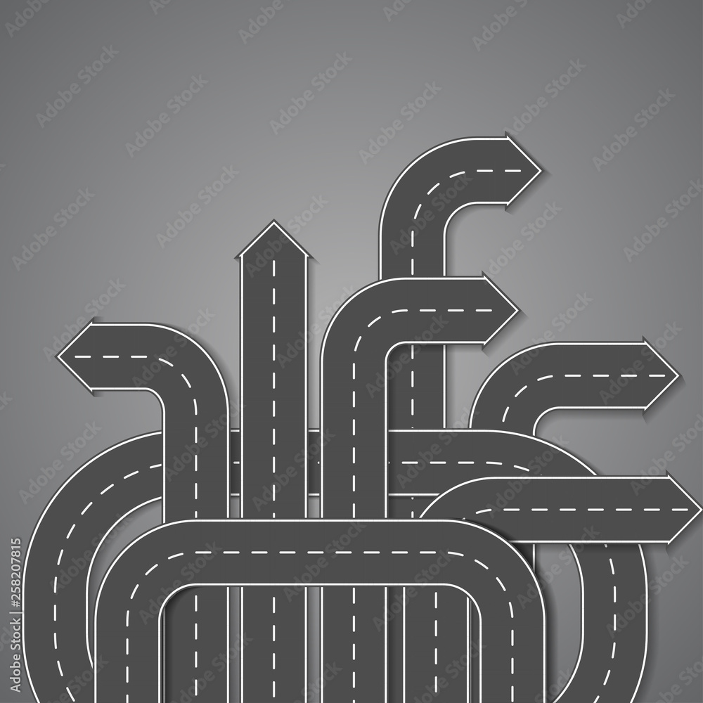 3d road direction vector poster. Navigation theme, business process ...
