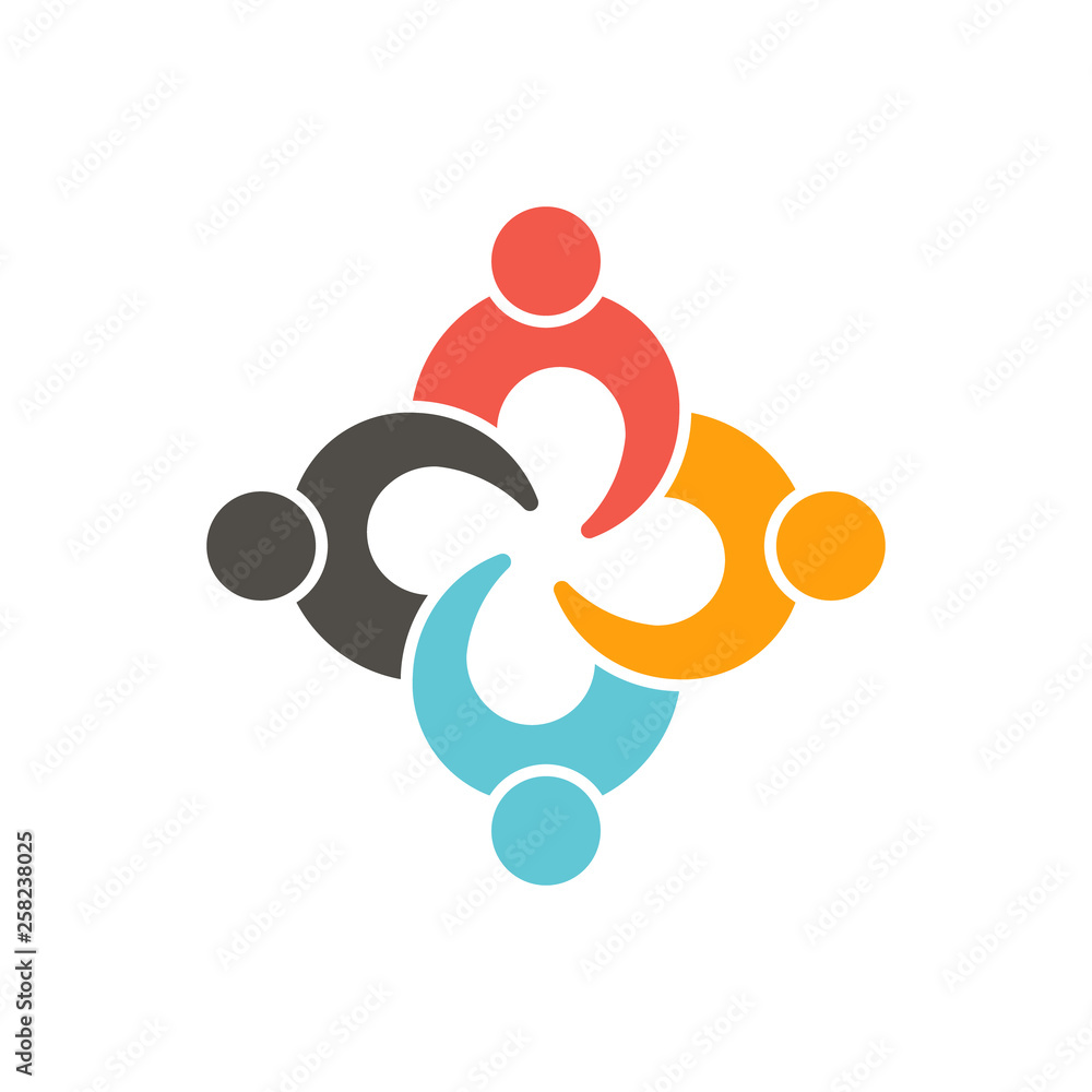 Teamwork connection four people. Logo Illustration Stock Vector | Adobe ...