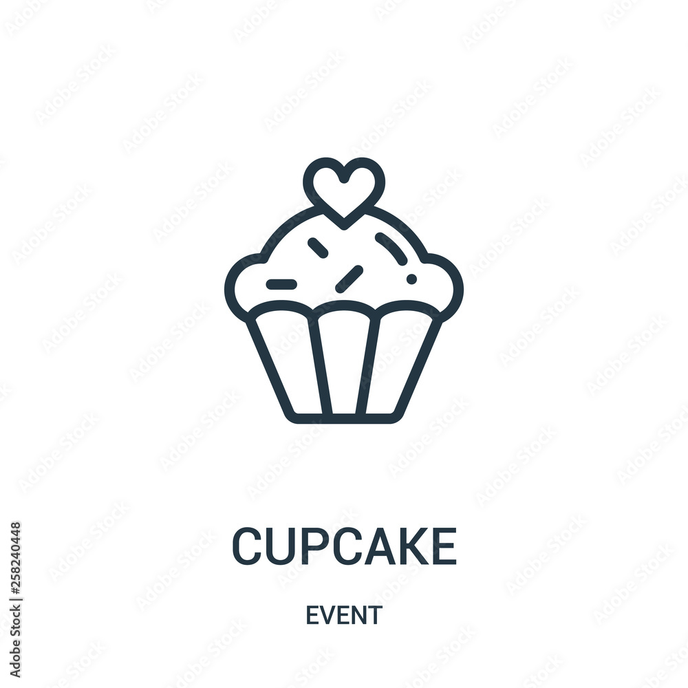 cupcake icon vector from event collection. Thin line cupcake outline icon vector illustration ...