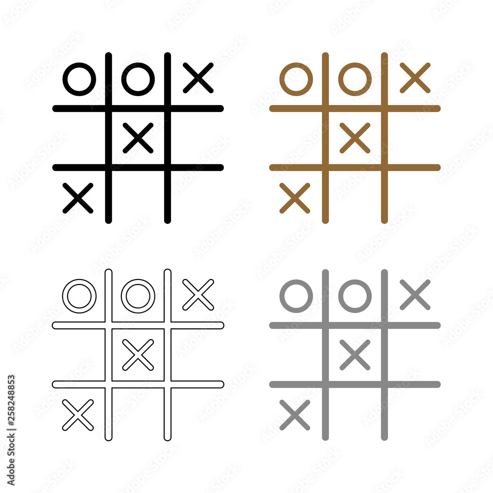 Game icon. Tic tac toe game with cross and circle. Tic tac toe on white ...