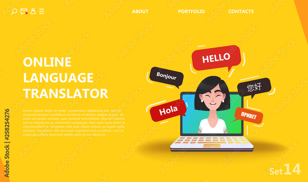 Online multi language translator. Cartoon multinational characters on ...