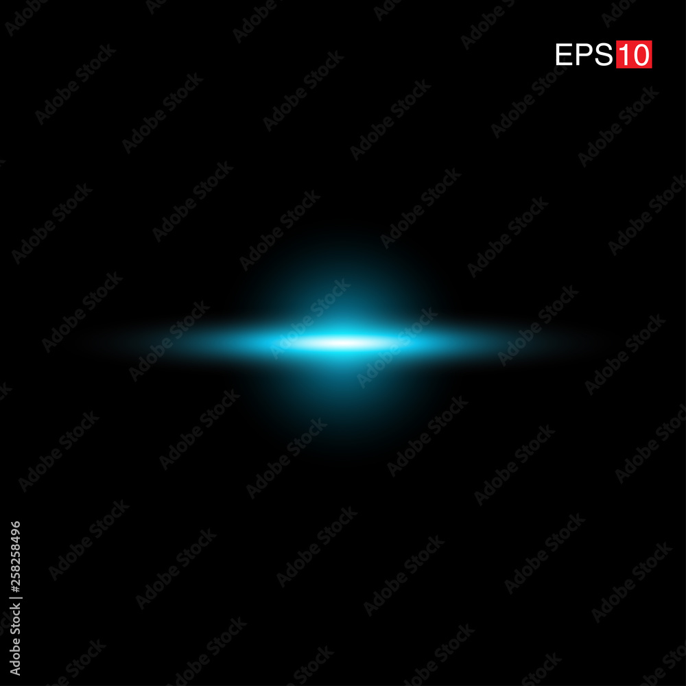 isolated cyan Rays with lens flare, Sun flare, flare on the black ...