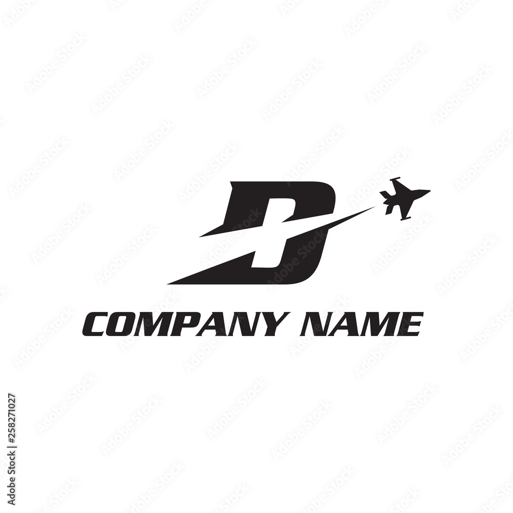 illustration logo combination from letter D with plane logo design ...