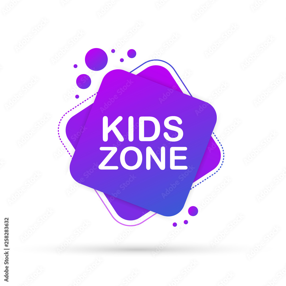 Kids Zone banner template, label. Playground vector child zone sign ...