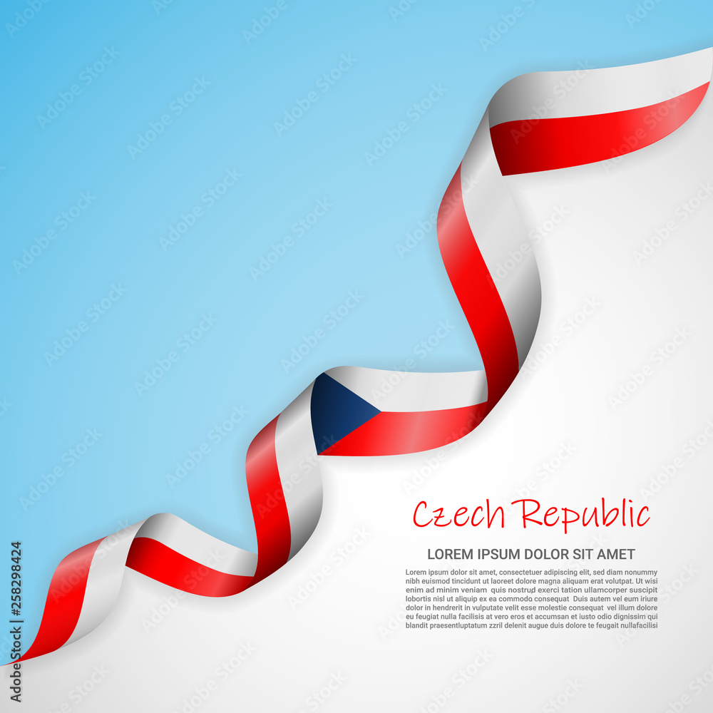 Vector banner in white and blue colors and waving ribbon with flag of ...