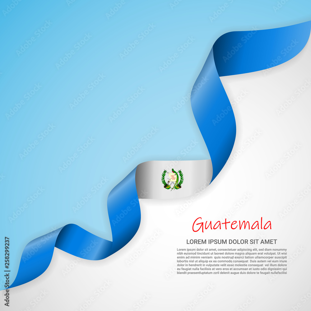 Vector banner in white and blue colors and waving ribbon with flag of ...