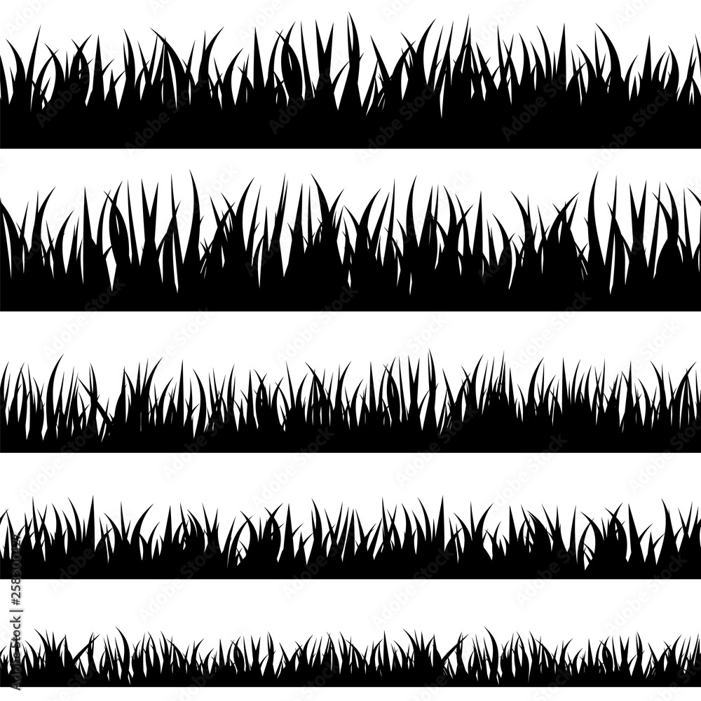 Grass stencil. Isolated greenery silhouettes. Grassland banners for ...