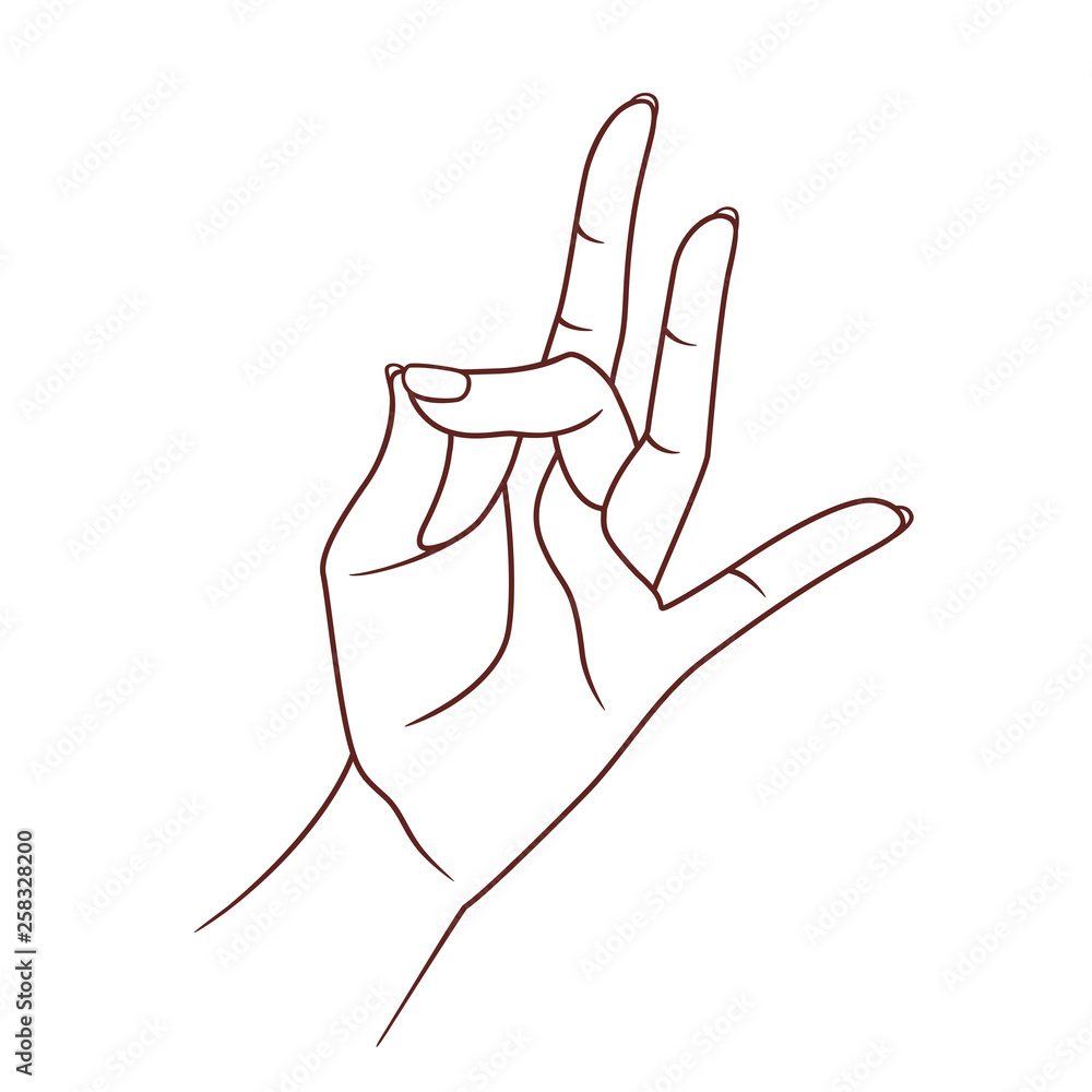 Shuni mudra. Yogic hand gesture. Vector. Isolated on white background ...