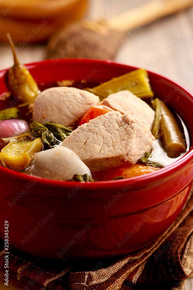Pork Stewed in Tamarind Broth. Sinigang na Baboy from Philippines ...