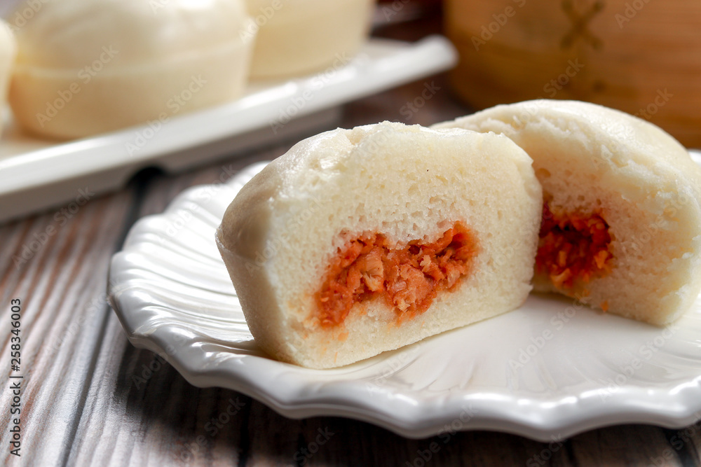 Puto Pao from Philippines. Steamed Rice Buns with Pulled Pork Filling ...