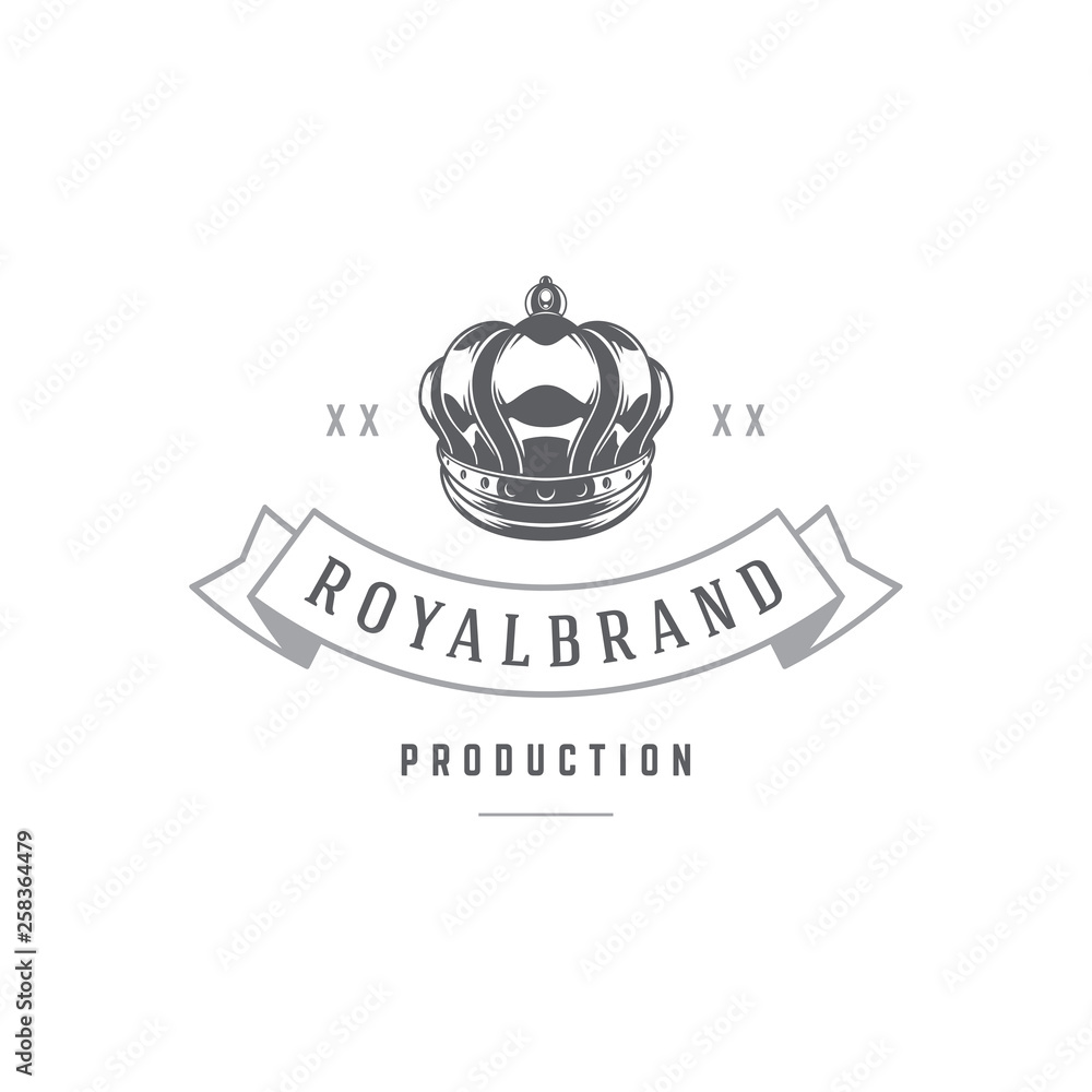 King crown emblem template with typography. Royal crown silhouette ...