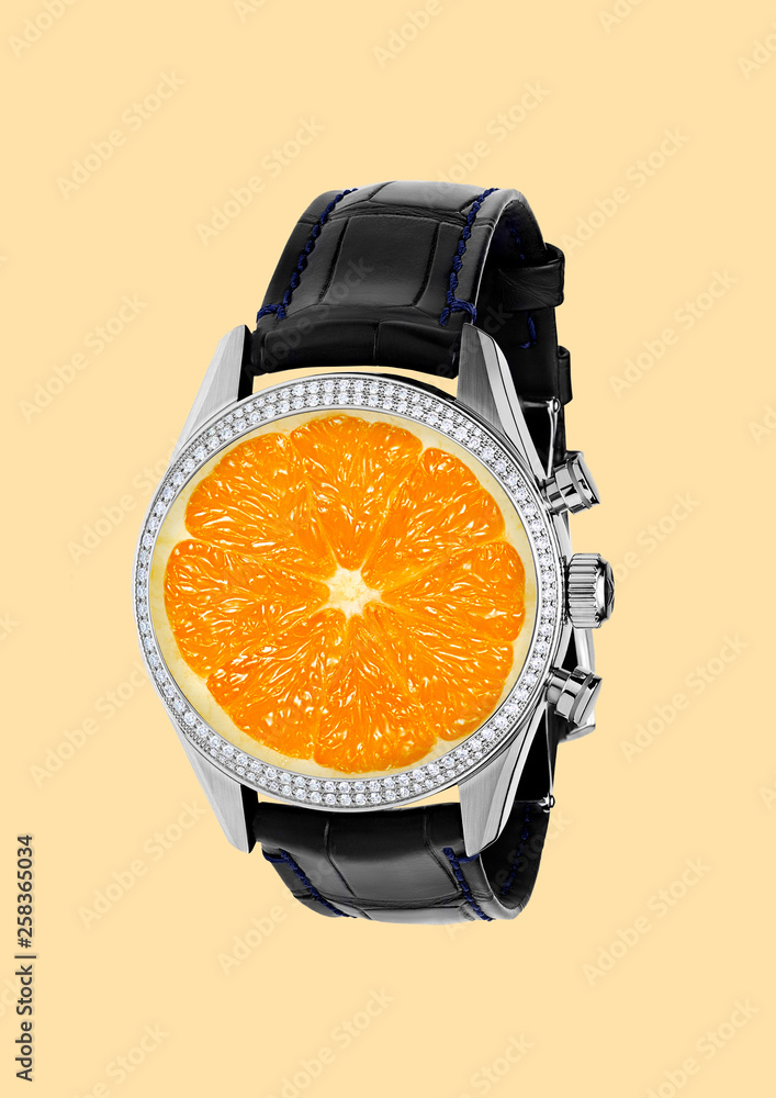 It's time for vitamins. A watches with black leather and diamonds with ...