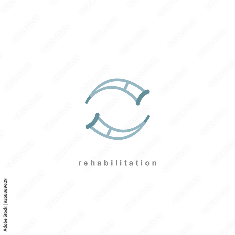 Rehabilitation logo. Rehabilitation course in the clinic is a symbol of ...