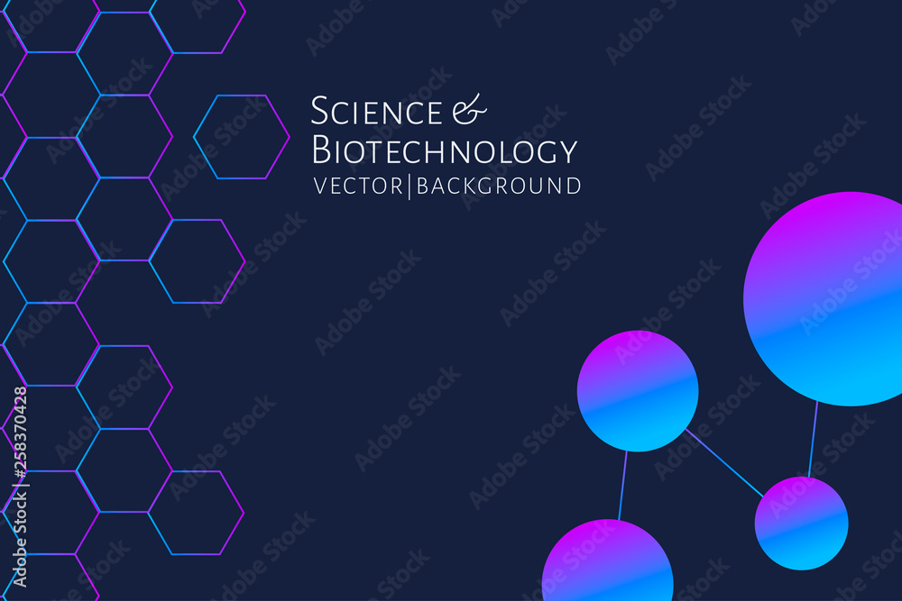 Modern background with hexagons, chemical bonds, molecules pattern ...
