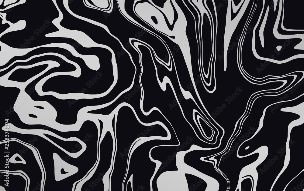 Marble texture. Dynamic liquid pattern in silver. Golden wavy lines ...