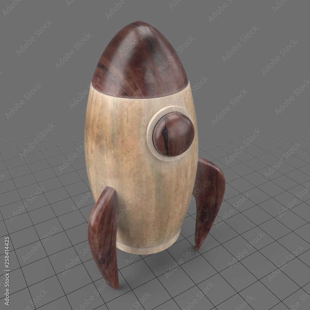 Wooden rocket toy Stock 3D asset | Adobe Stock