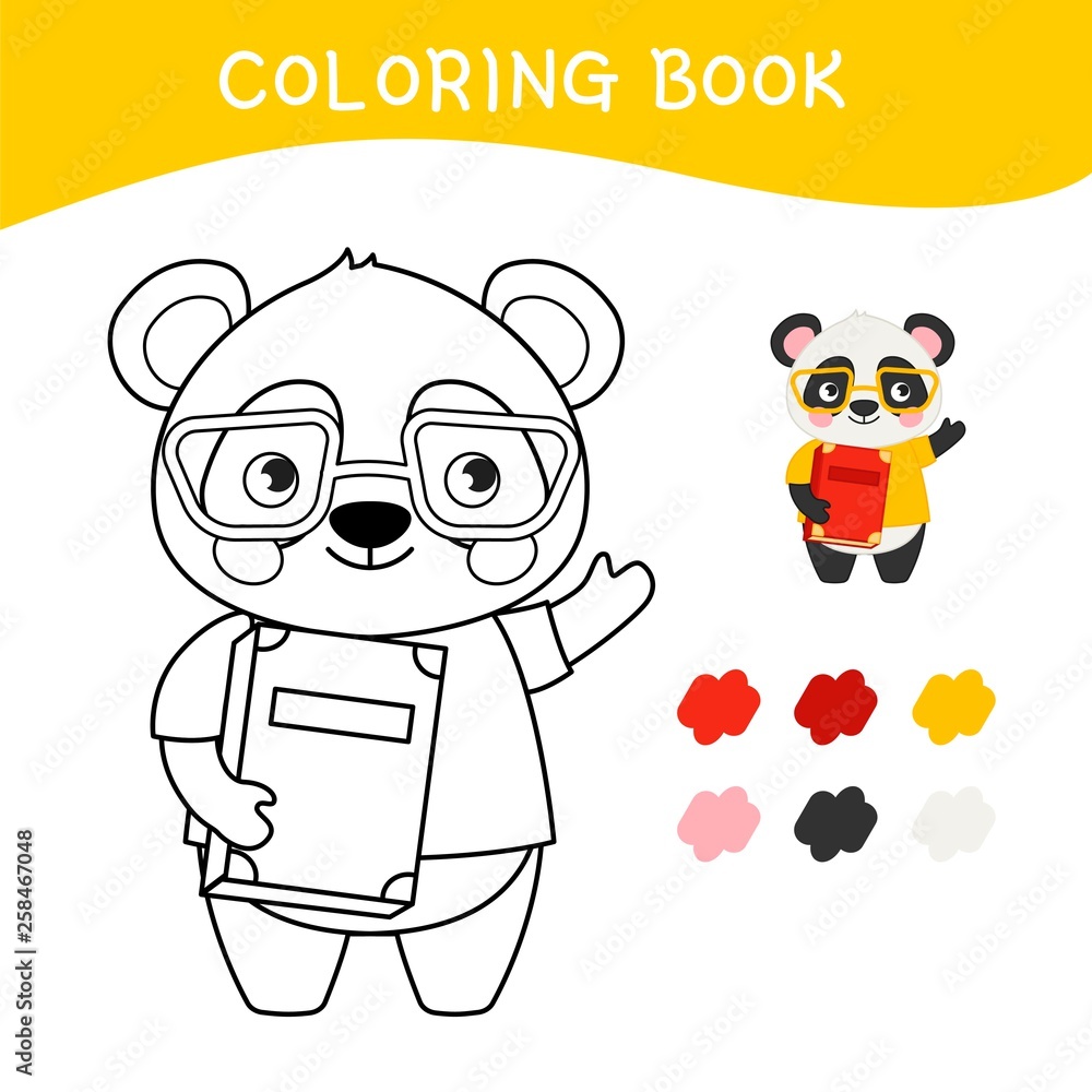 Coloring book for children. Vector illustration of a cute little panda ...