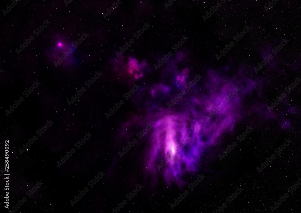 Star field in space and a nebulae. 3D rendering Stock Illustration ...