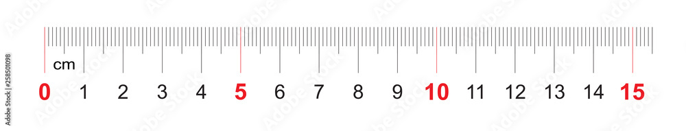 Grid for a ruler of 150 millimeters, 15 centimeters. Calibration grid ...
