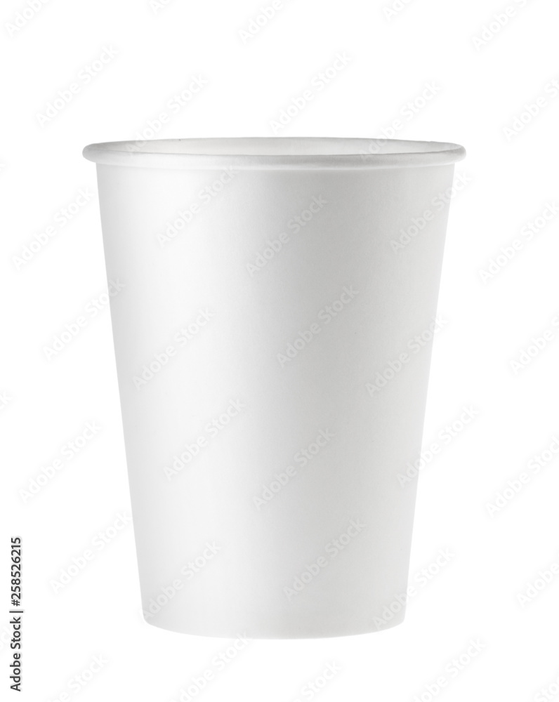 disposable empty white paper cup isolated. Clipping path - Image Stock ...