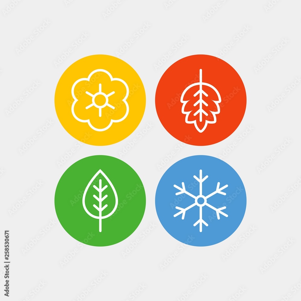 Seasons flat vector icons. Summer, autumn, winter, spring flat vector ...