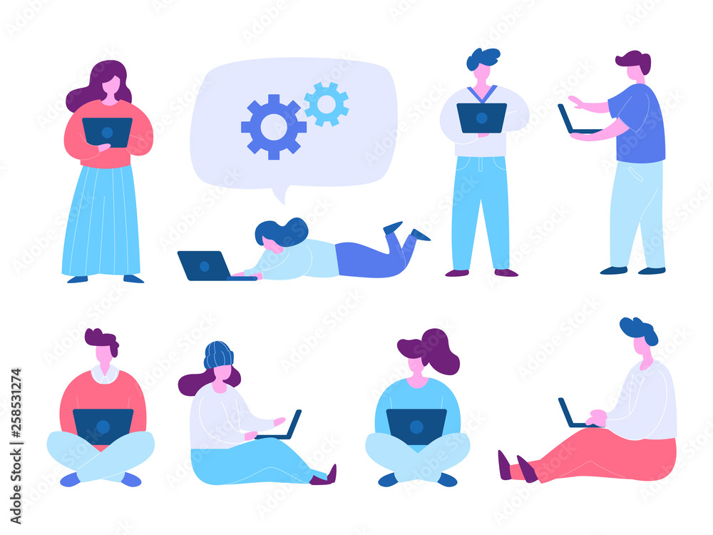 People Using Laptop and Computer while Sitting and Standing ...