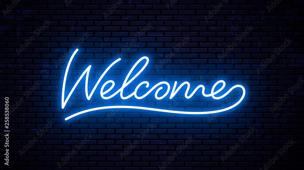 Vector neon inscription welcome for signboard Stock Vector | Adobe Stock