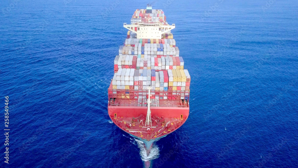 Ultra large container vessel (ULCV 366 Meters long) loaded with various ...