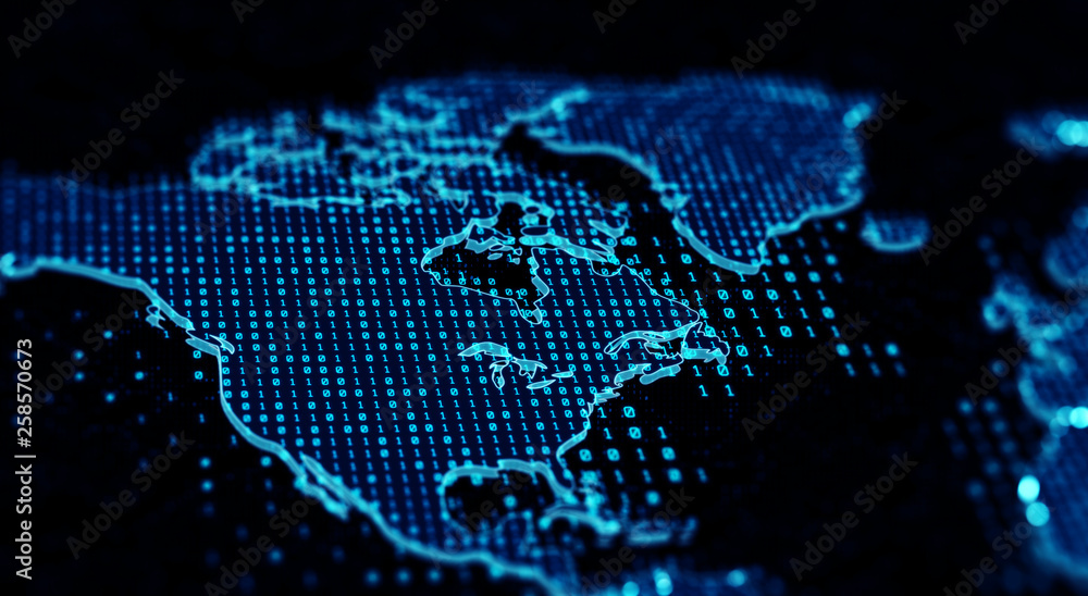 Binary code background/Blue bytes of binary code, flying over the ...