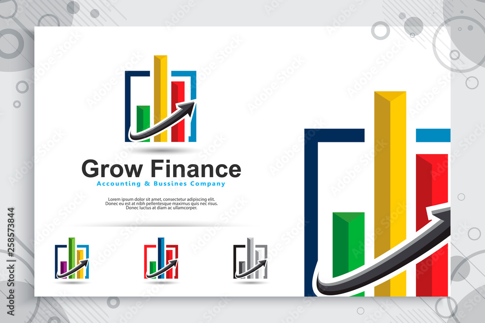 Growth chart vector logo as a symbol of accounting with modern concept ...