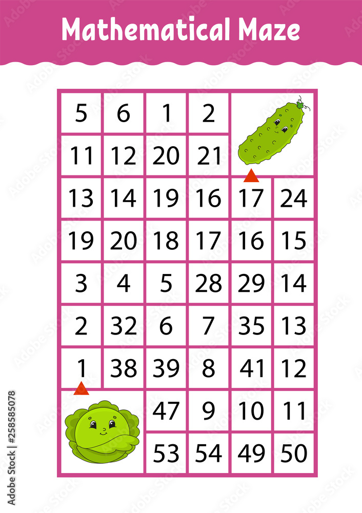 Math maze. Game for kids. Funny labyrinth. Education developing ...