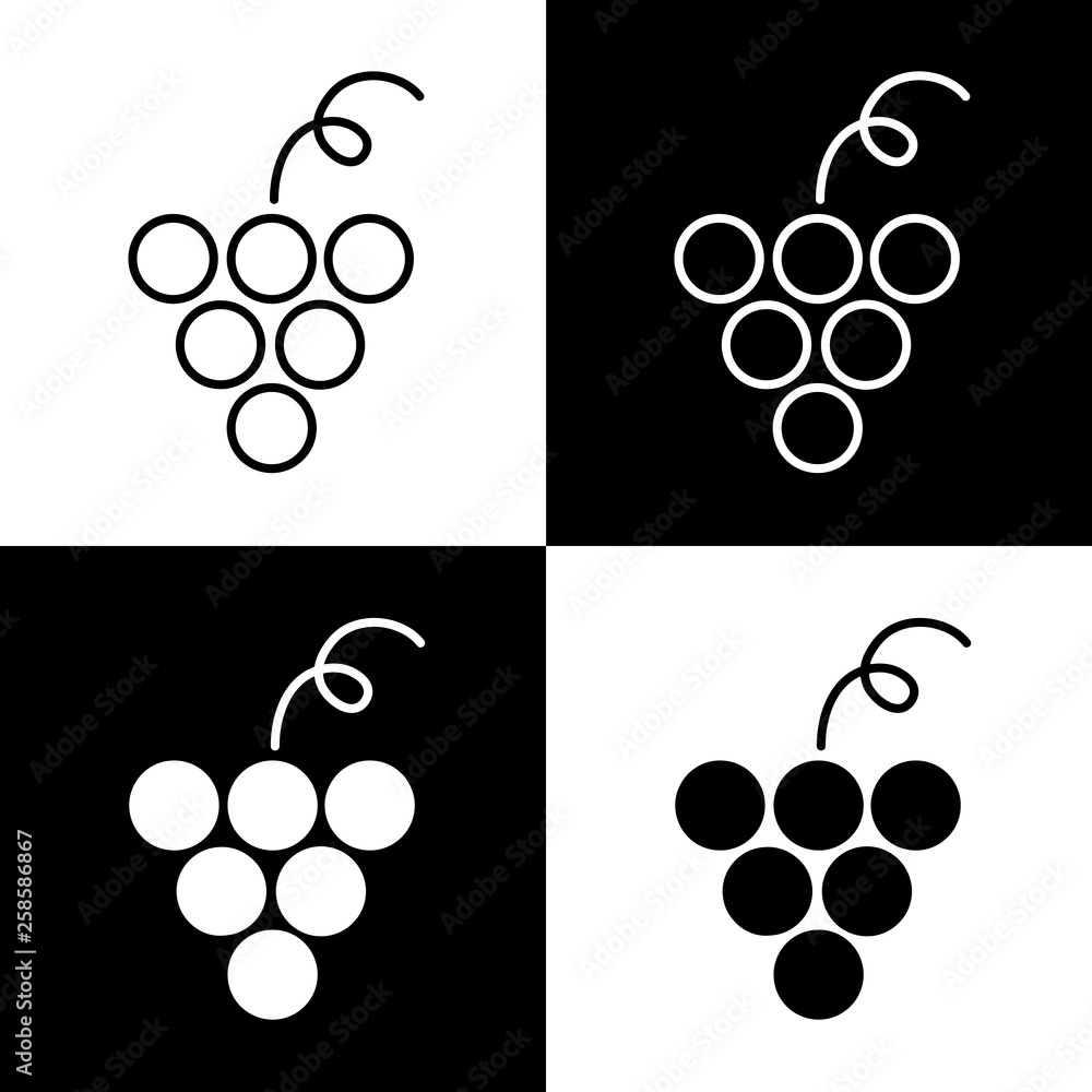 Flat monochrome grape icon set for web sites and apps. Minimal simple ...