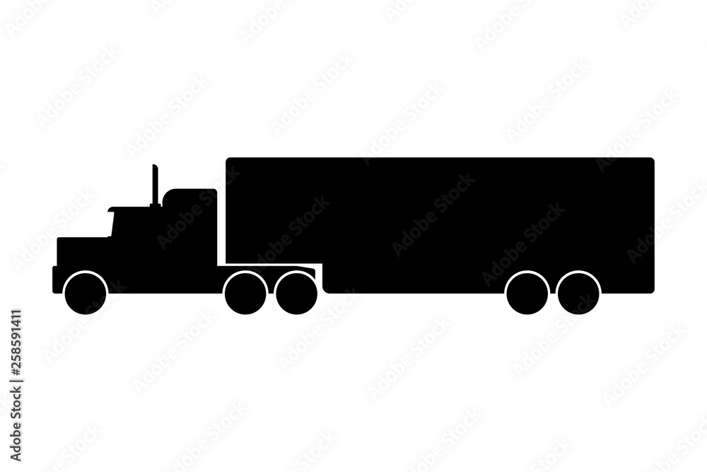 Truck tractor. Truck with semi trailer. Vector drawing. Side view ...
