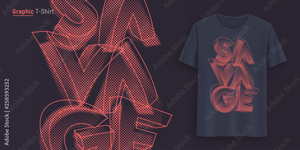 Savage. Graphic t-shirt design, typography, print with stylized text ...