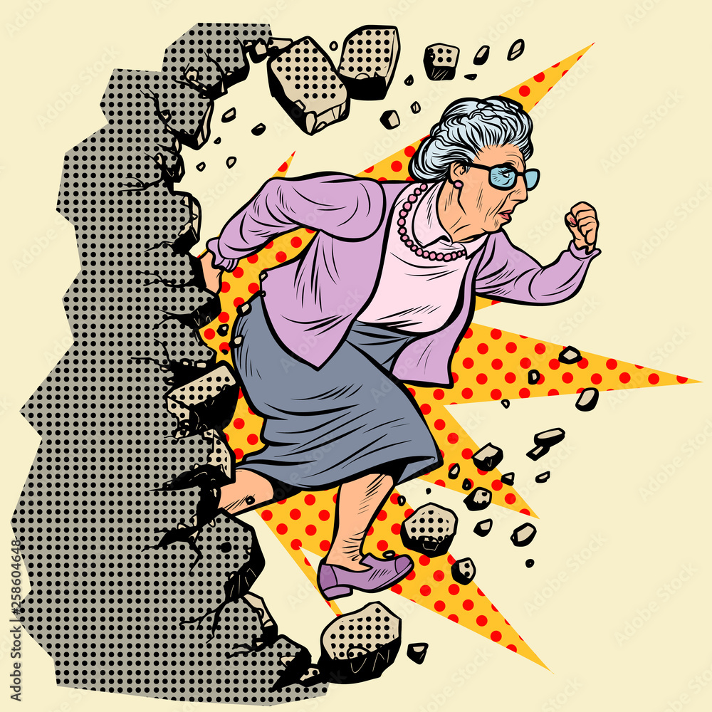 active old Granny pensioner breaks the wall of stereotypes Stock Vector ...