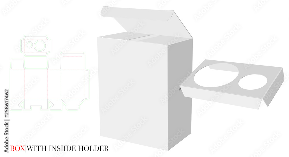 Box with Holder Inside Template. Vector with die cut / laser cut layers ...