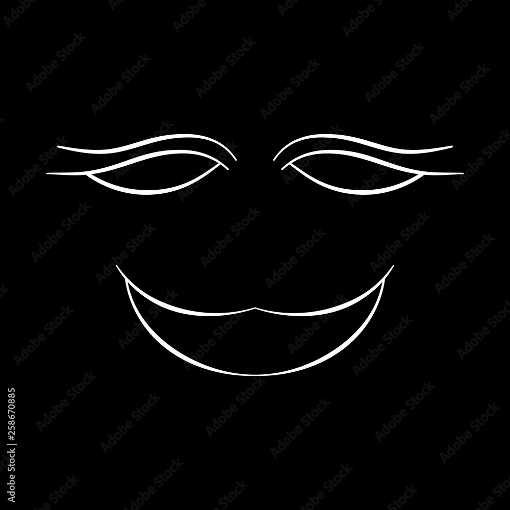 Contour face drawing, sketch, graphic. Black and white cartoon face ...