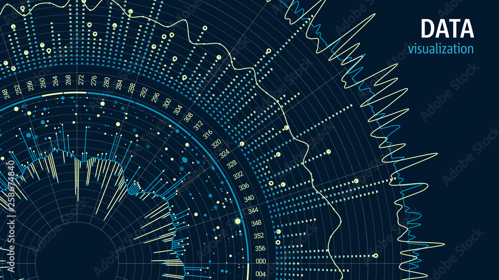 Big data visualization. Advanced analytics. Beauty of data. Graphic abstract background with ...